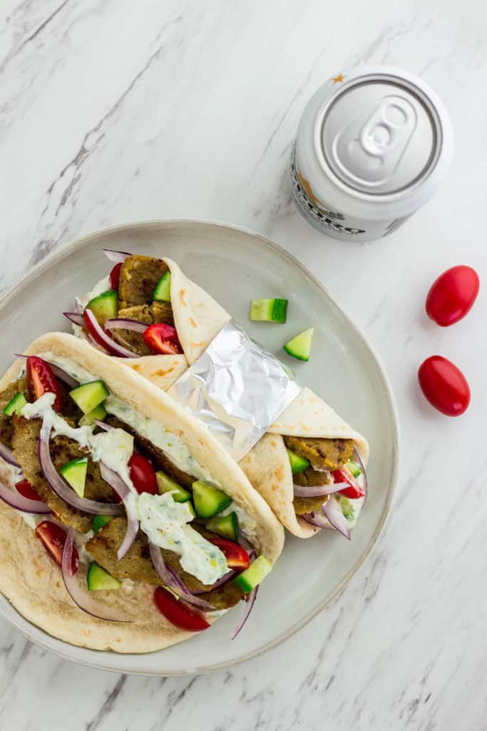 Vegetarian Seitan Gyros with Tzatziki Sauce - My Eclectic Bites
