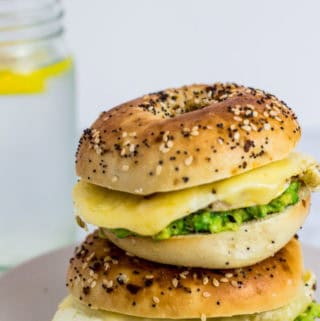 Avocado bagel breakfast sandwich with fried egg - My Eclectic Bites