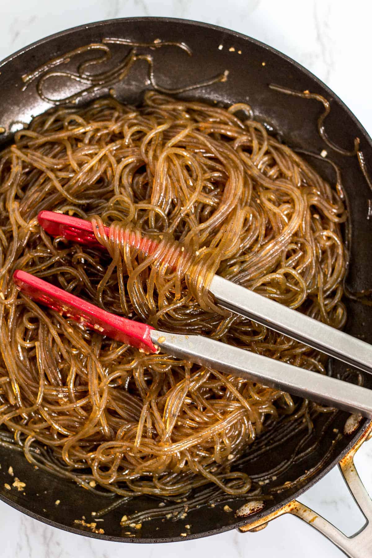 Korean Vegan Japchae (Stir-fried glass noodles) - My Eclectic Bites