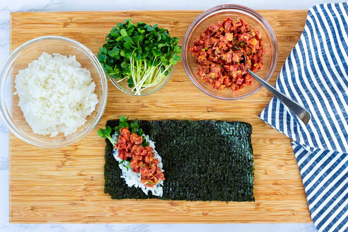 Spicy Tuna Hand Roll (Temaki) for Two - Easy Sushi at Home