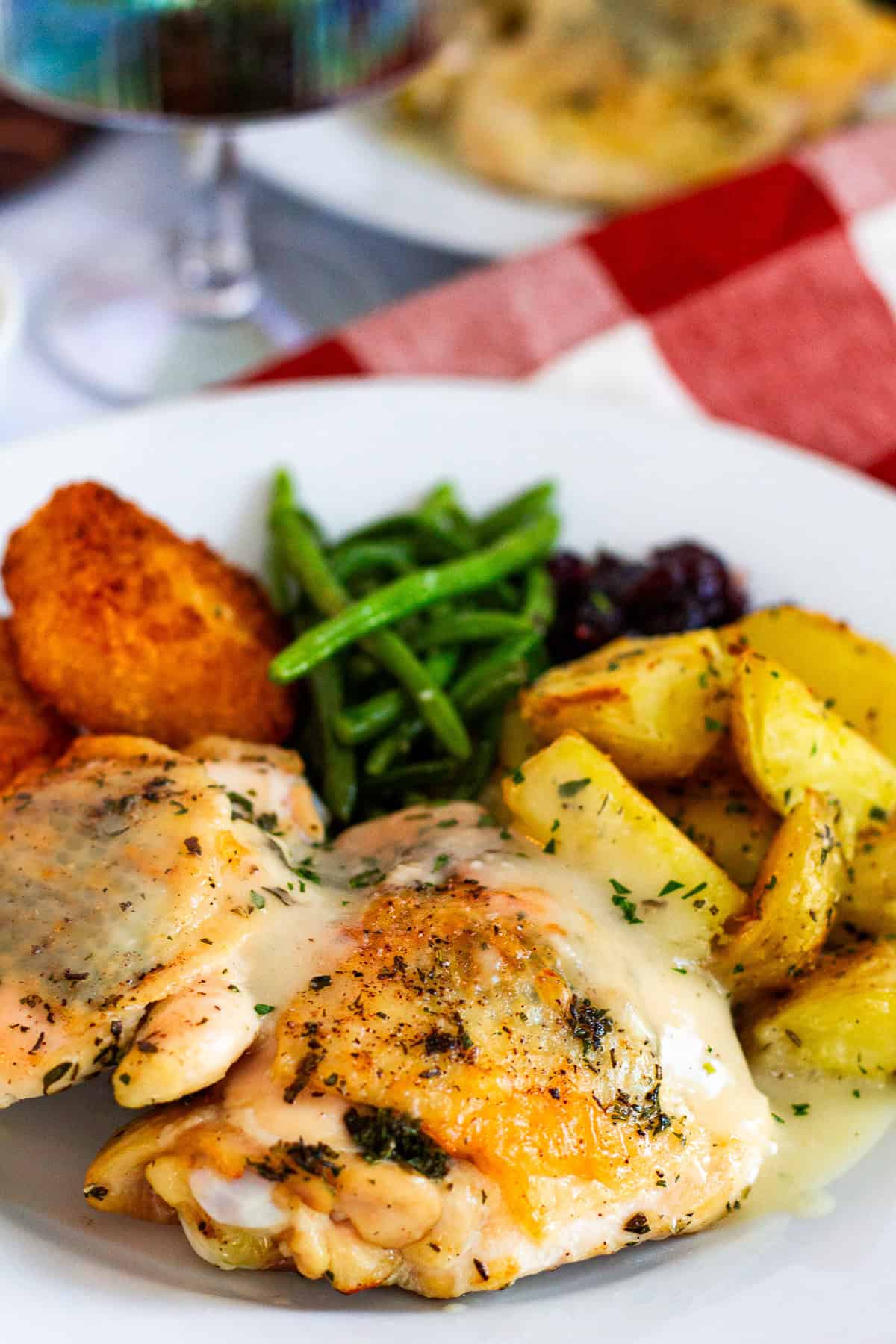 Thanksgiving Chicken Thighs (Oven-Roasted with Gravy) - My Eclectic Bites